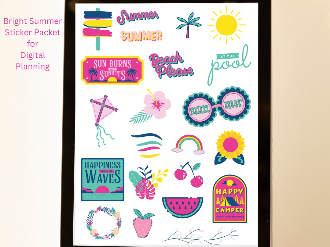 Summer Digital Stickers: Goodnotes, iPad Planners, Journals (digital ...
