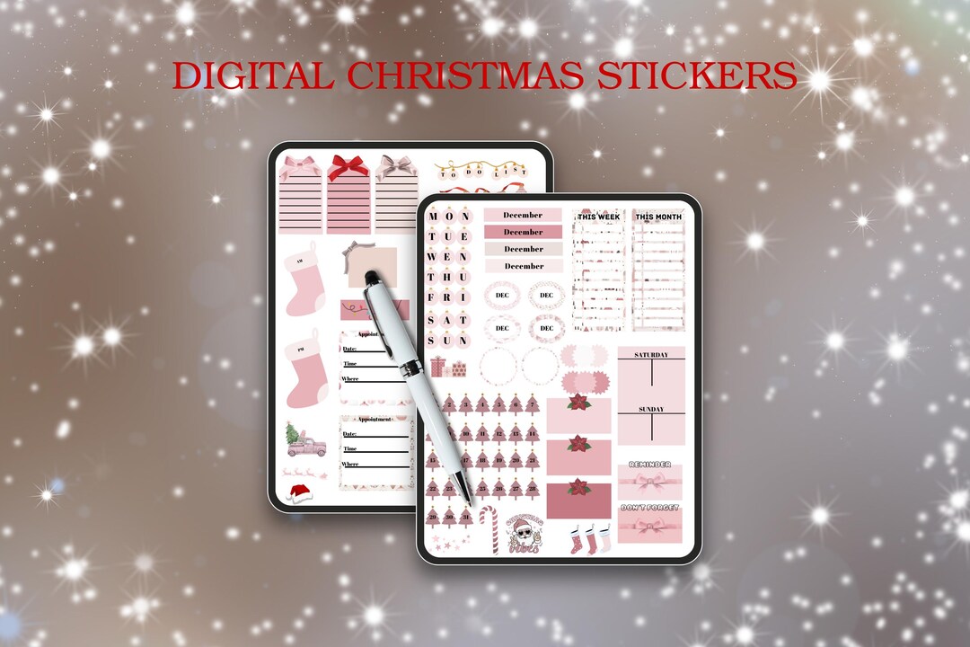 Digital Christmas Stickers | Holiday Sticker Pack for Digital Planners ...