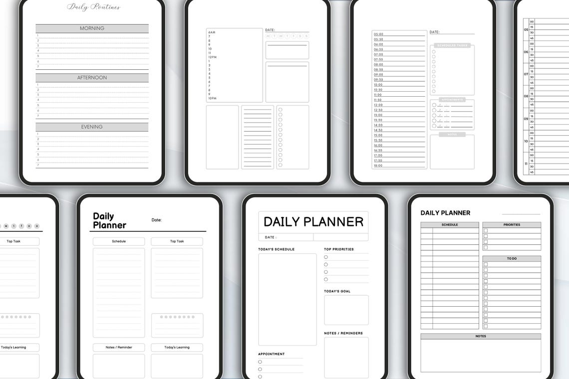 Printable Daily Calendar Pages: Digital Planner Templates (PDF) - Etsy