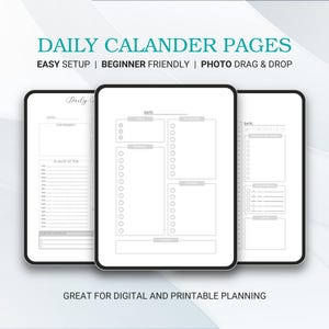 Printable Daily Calendar Pages: Digital Planner Templates (PDF) - Etsy