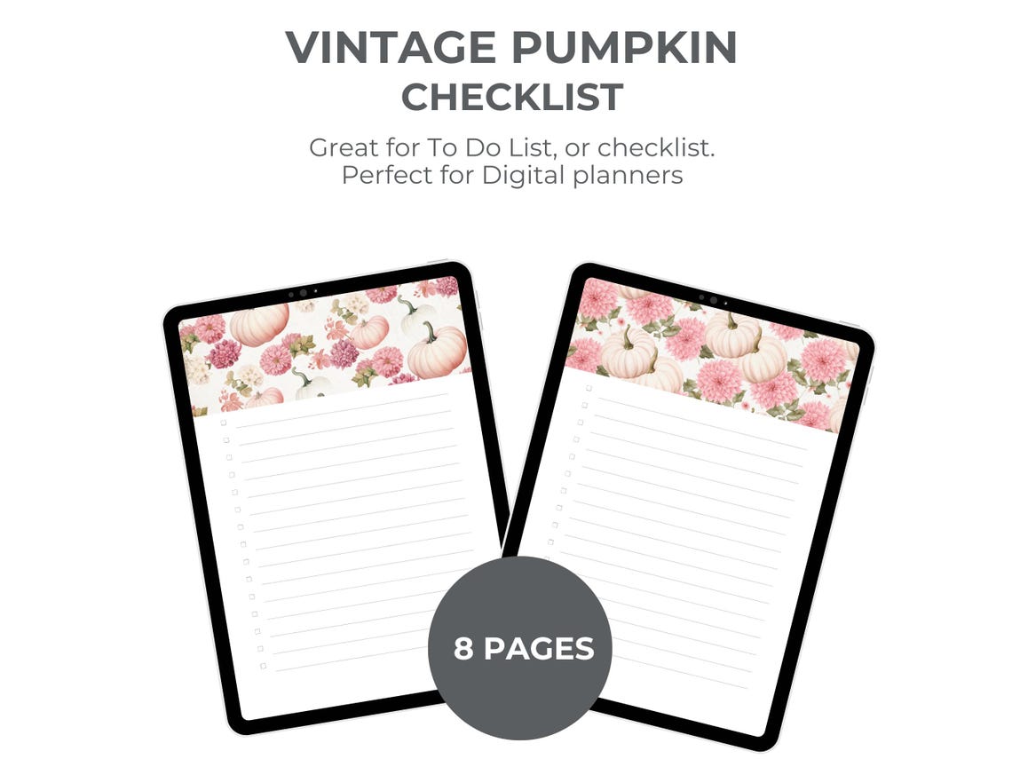 Vintage Pumpkin Checklist: Fall Planner, To-do List (digital Download ...