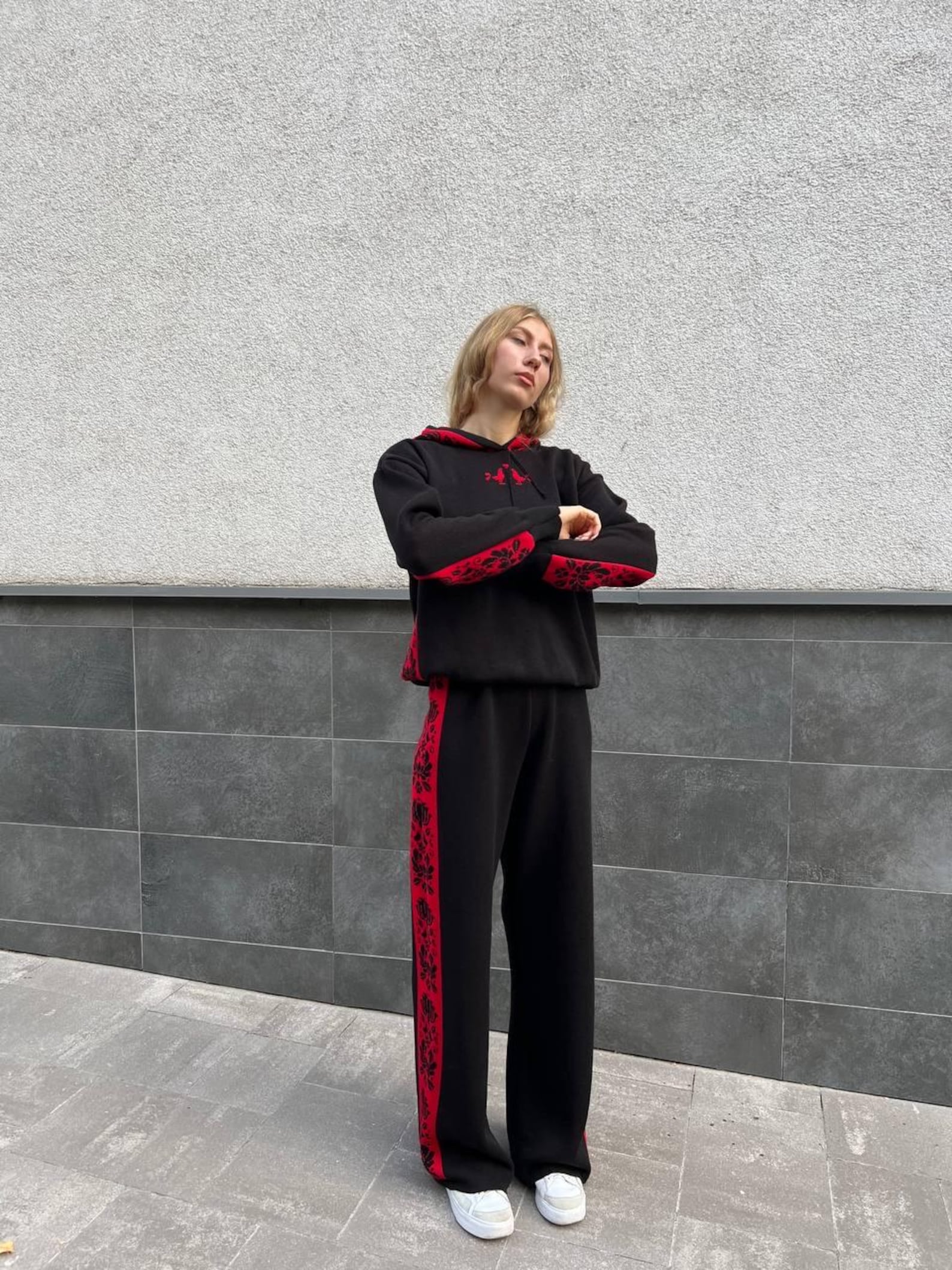 Women’s Black Jacket With Red Ukrainian Embroidery, Folk Style Coat ...