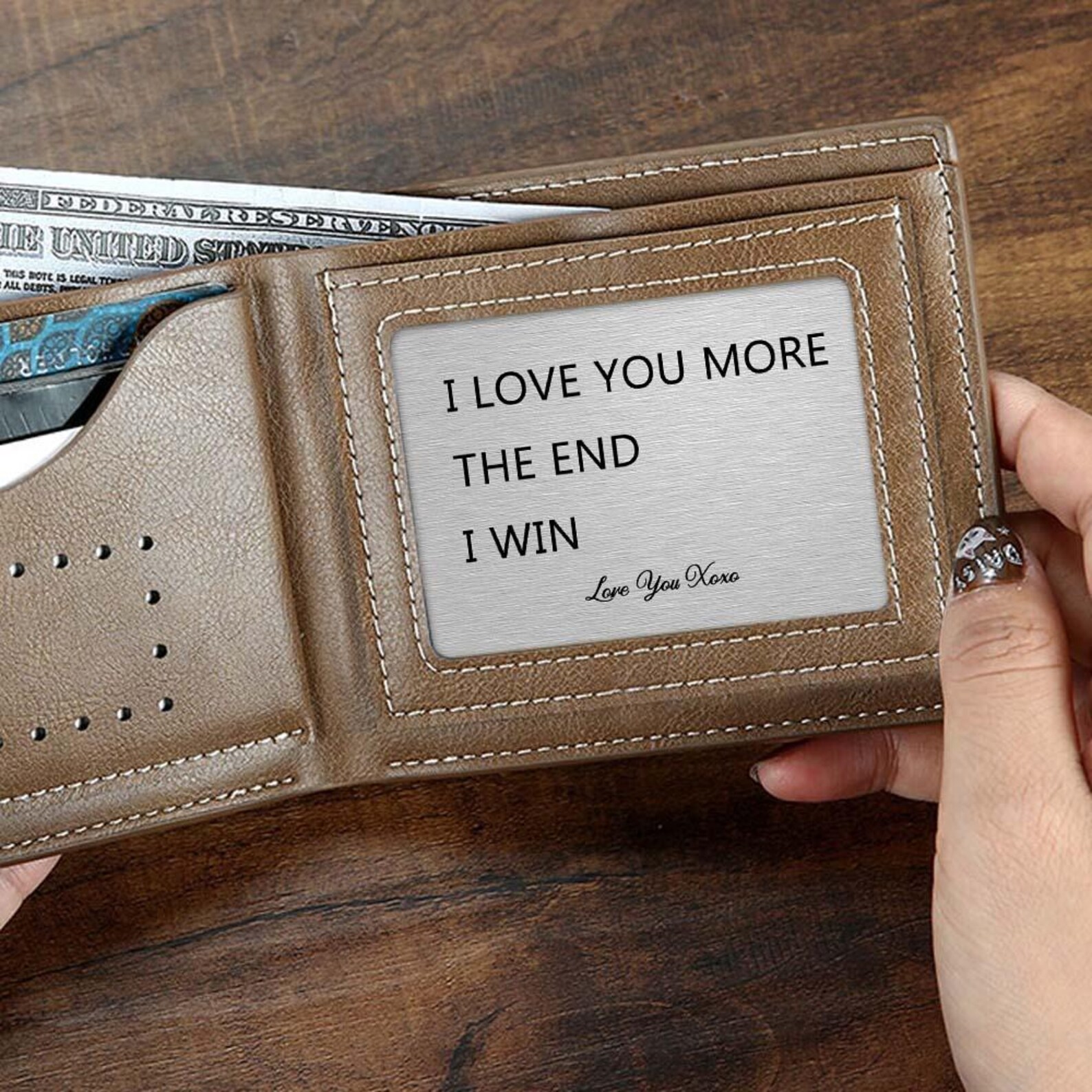 Custom Metal Wallet Card – "i Love You More" Engraved Personalized ...
