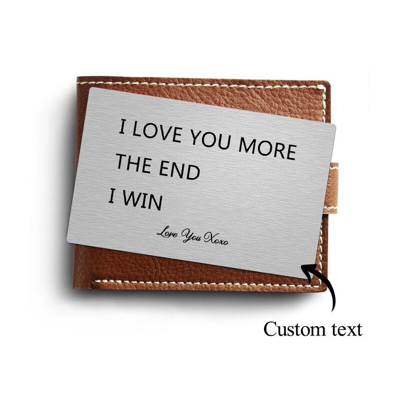 Custom Metal Wallet Card – "i Love You More" Engraved Personalized ...