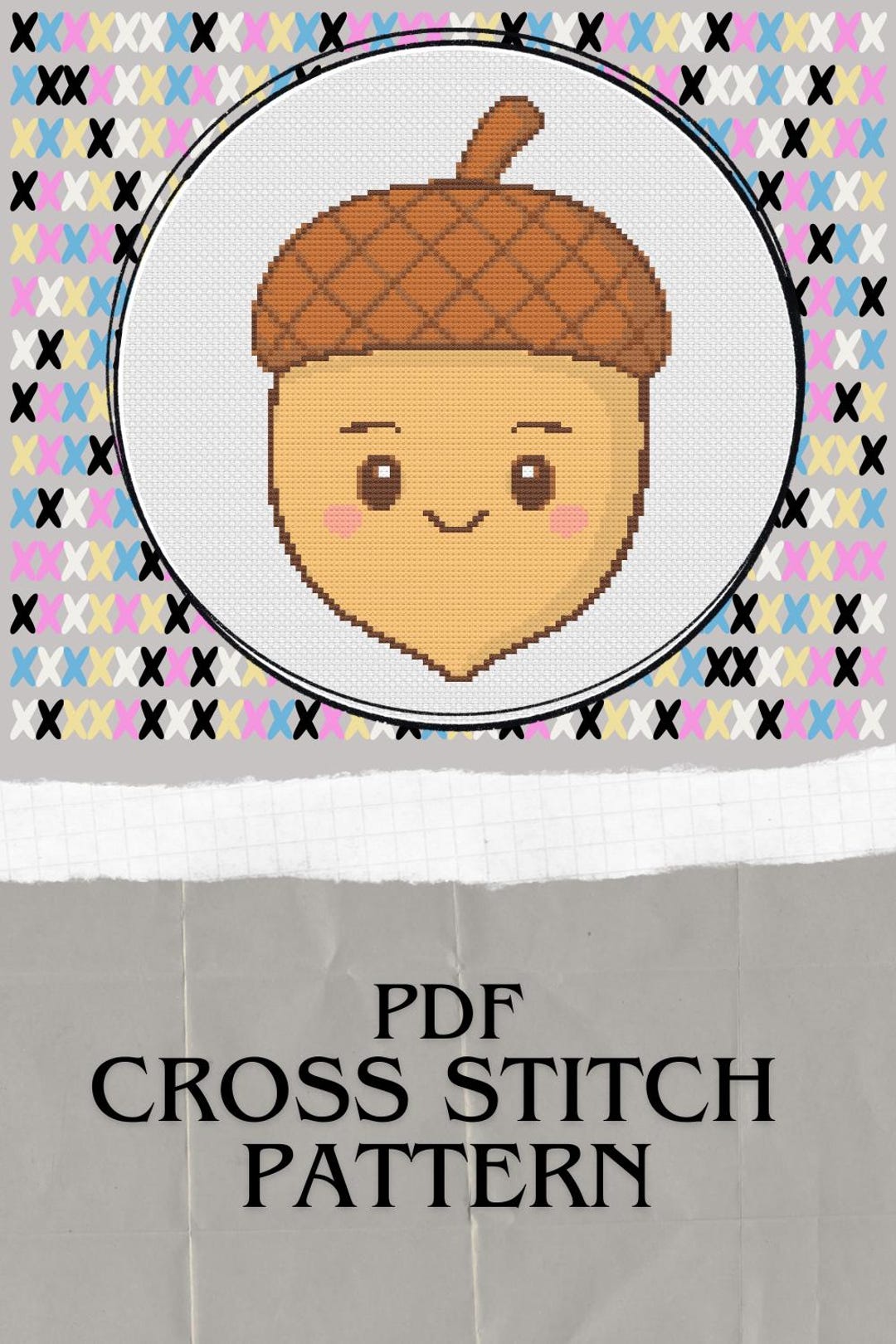 Acorn Cross Stitch Pattern, Autumn Fall Home Decor (instant PDF ...