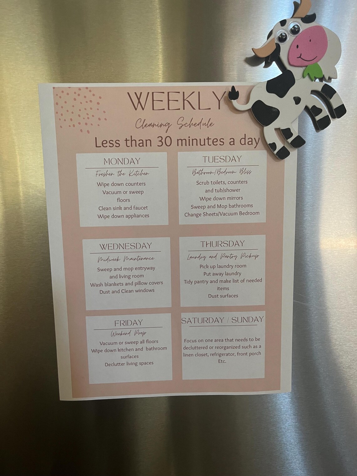 Cleaning Schedule Template - Etsy