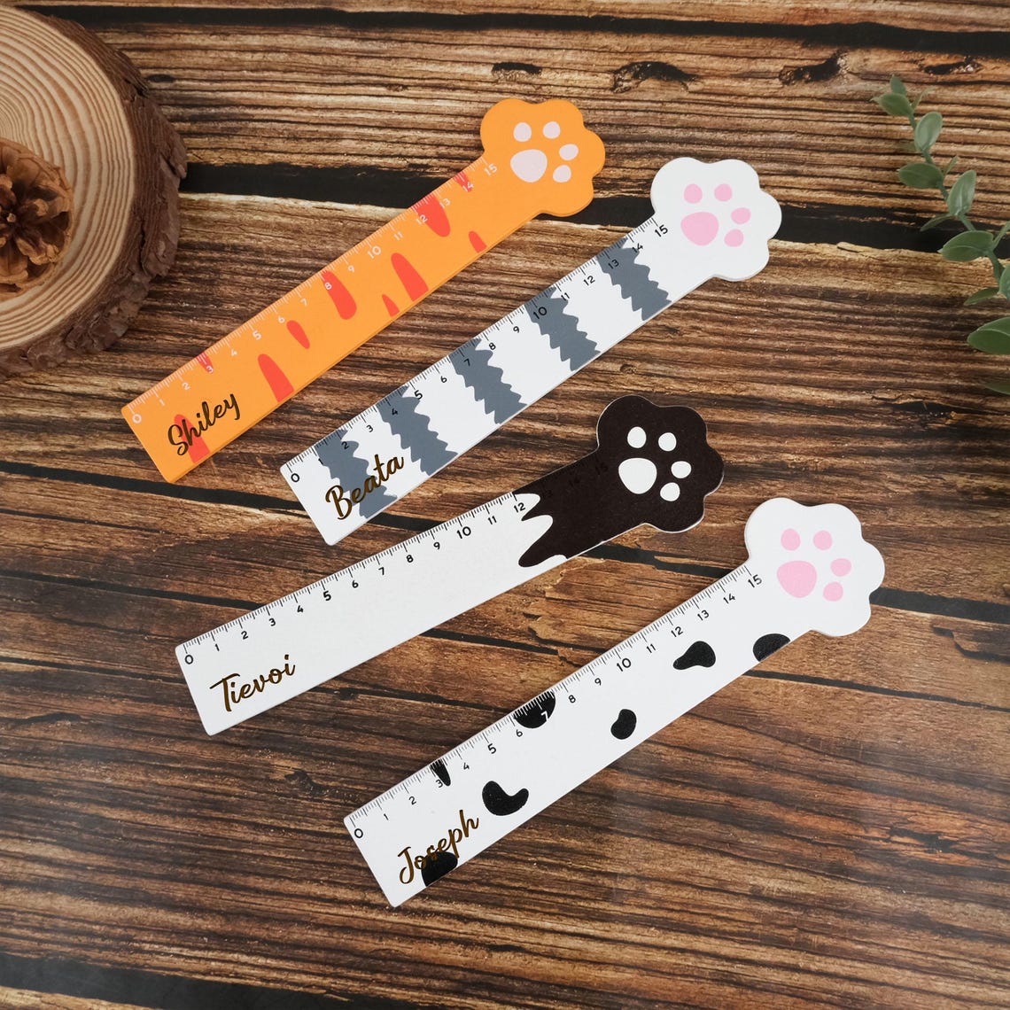 Personalization Creative Cat Paws Wooden Pocket Ruler, Children Ruler ...