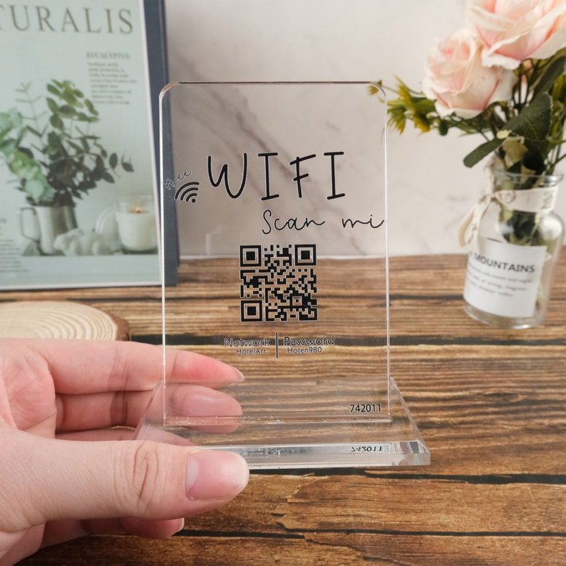 Personalised Wifi Sign, QR Code Wifi, Network Information, Scan to ...