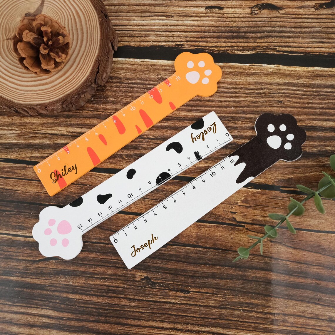 Personalization Creative Cat Paws Wooden Pocket Ruler, Children Ruler ...
