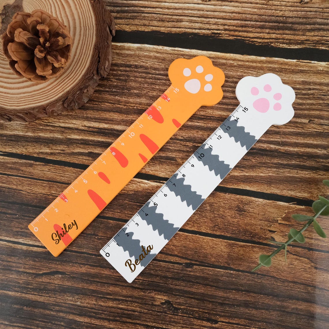 Personalization Creative Cat Paws Wooden Pocket Ruler, Children Ruler ...