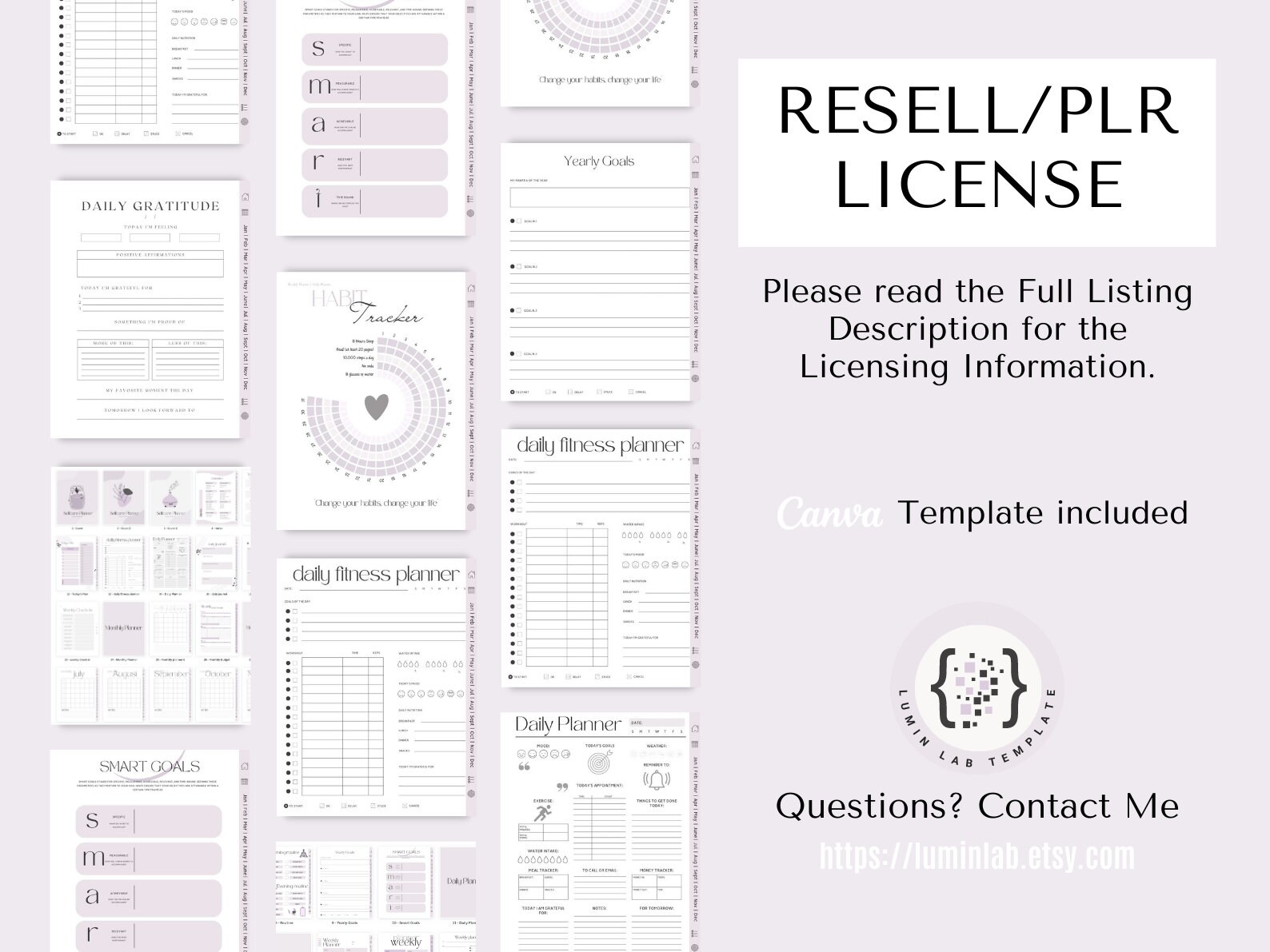 PLR Digital Planner Template, Canva Commercial Use Editable Planner ...