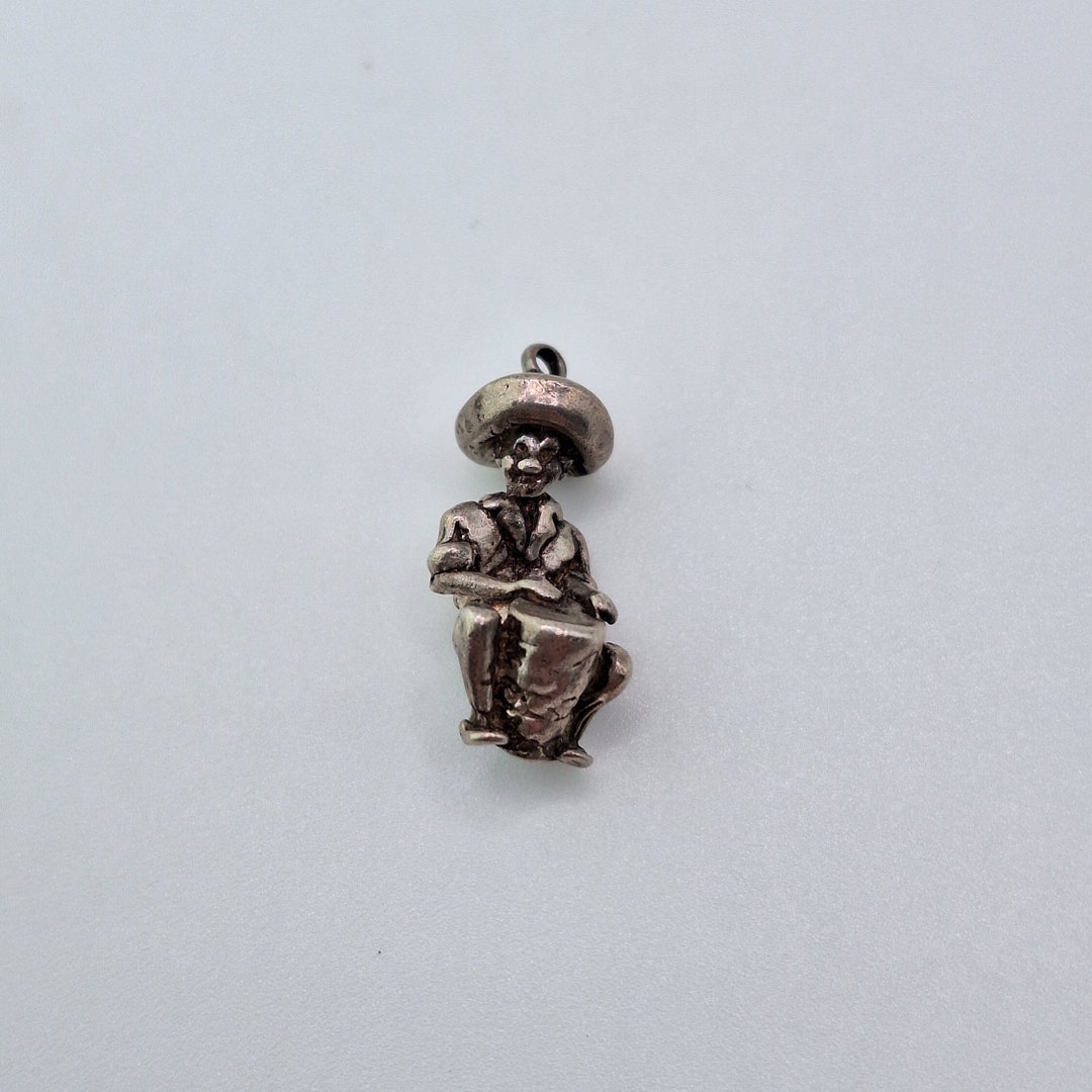 Man Playing Bongo Drum - Vintage Sterling Silver Charm or Pendant - Etsy