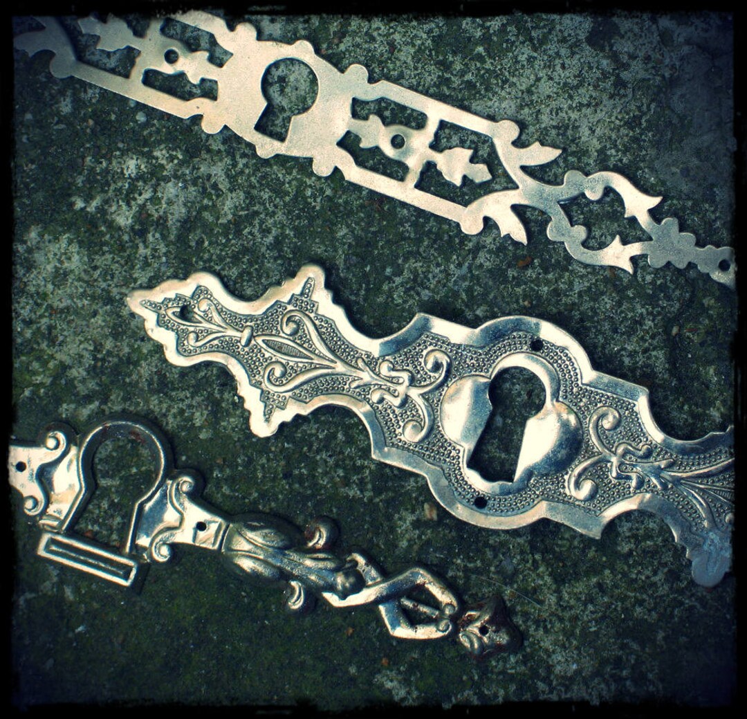 Six Escutcheons in Silver Metal, French Vintage, Jewelry Supplies ...