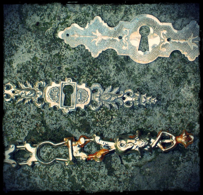 Six Escutcheons in Silver Metal, French Vintage, Jewelry Supplies ...