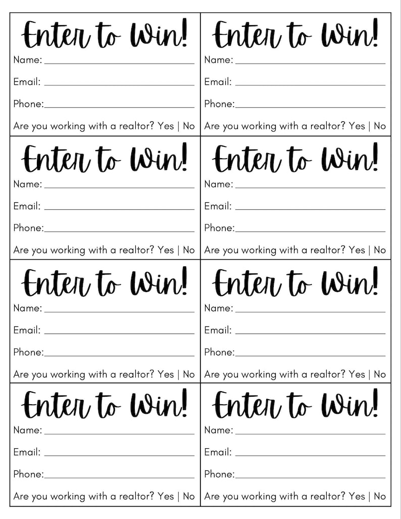 Enter to Win Realtor/real Estate Template | Perfect for Open Houses ...