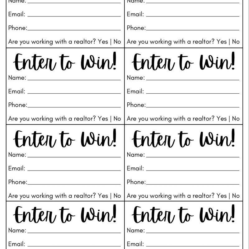 Printable Enter to Win Sign - Etsy