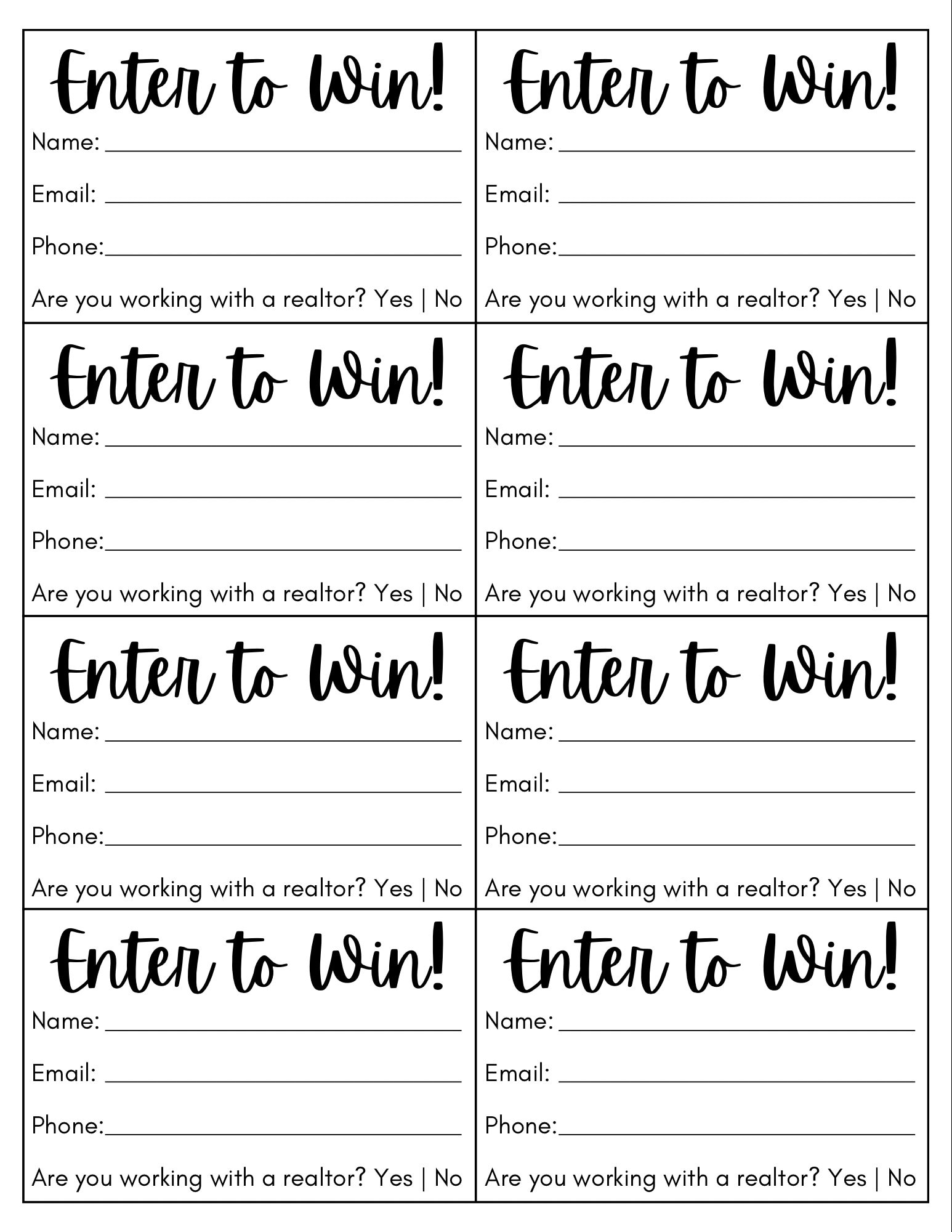 Enter to Win Realtor/real Estate Template | Perfect for Open Houses ...