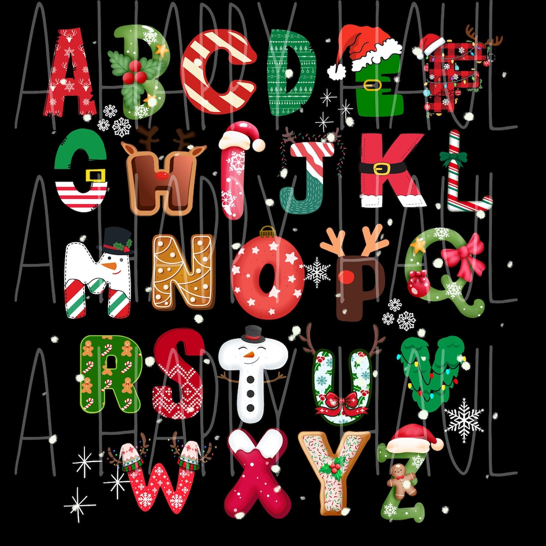 Christmas Alphabet PNG | Holiday Letters A-Z (digital Download) - Etsy