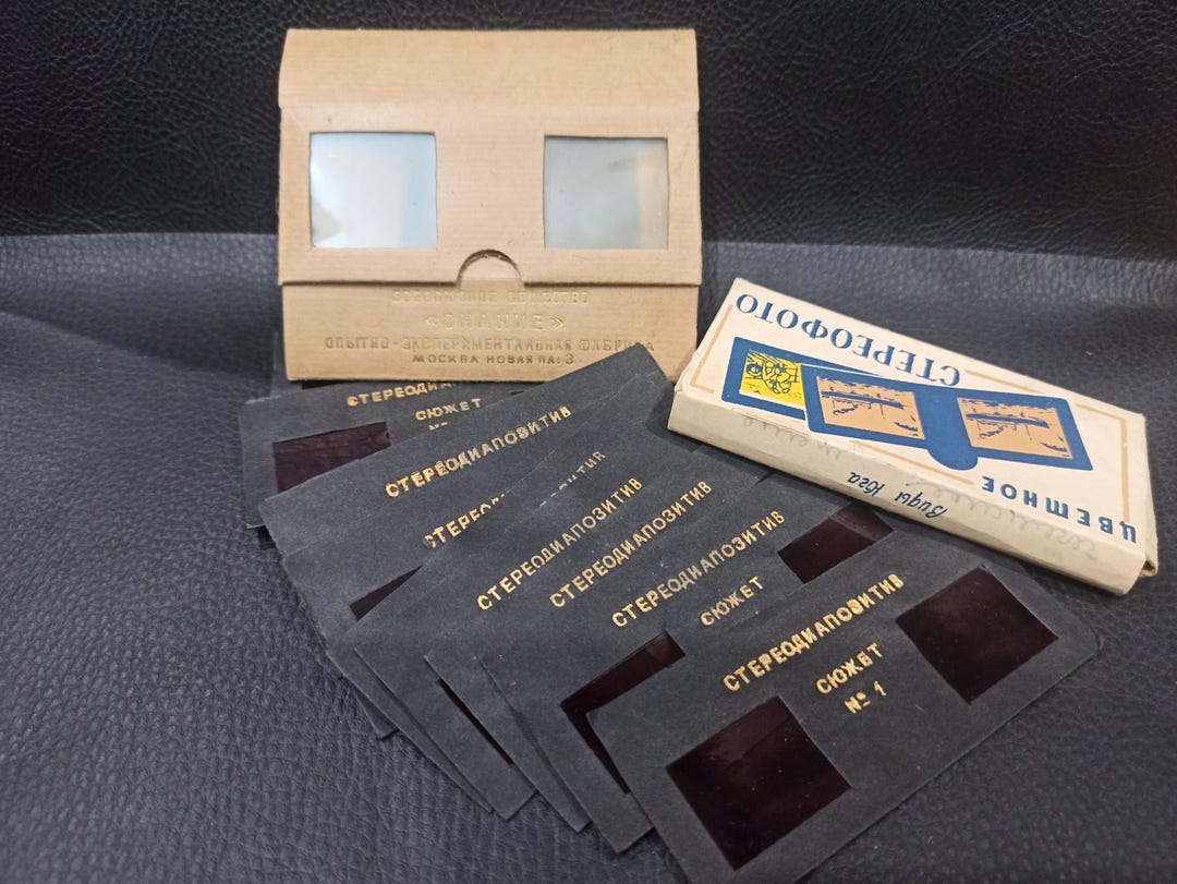 Vintage Set Interesting and Rare STEREOSKOP Chaika + 10 Stereo Slides ...