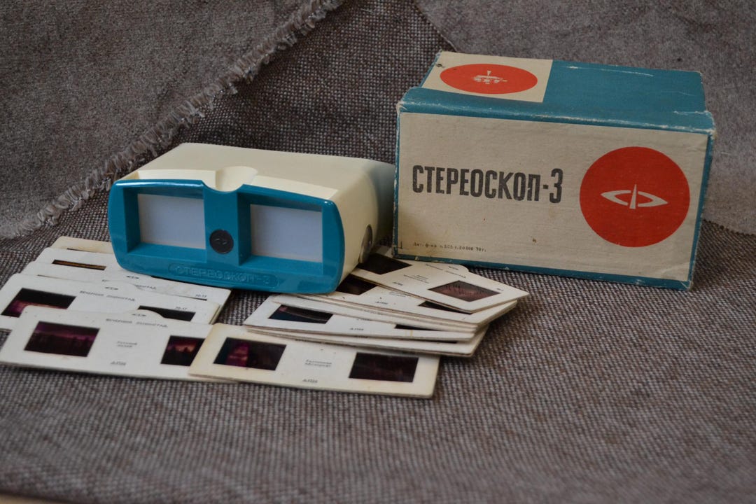 Antique Wood Stereo STEREO SCOPE Viewer 49 Picture Slides With Stereo ...