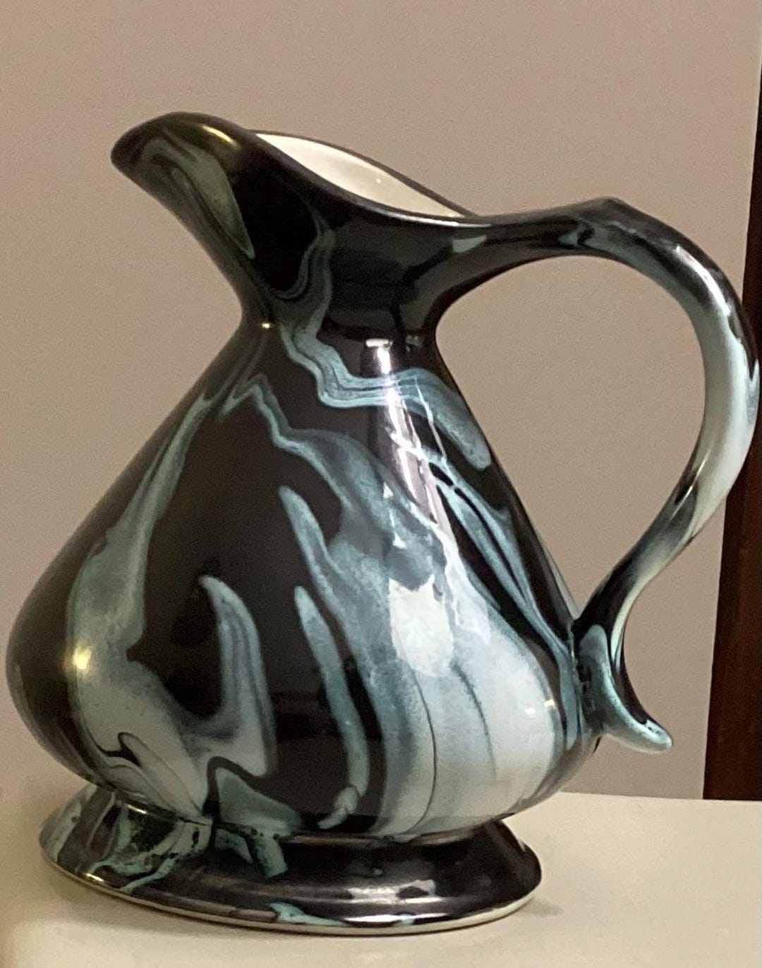 Fosters Studio Pottery, Cornwall, Black and Blue Swirl Glaze Jug - Etsy