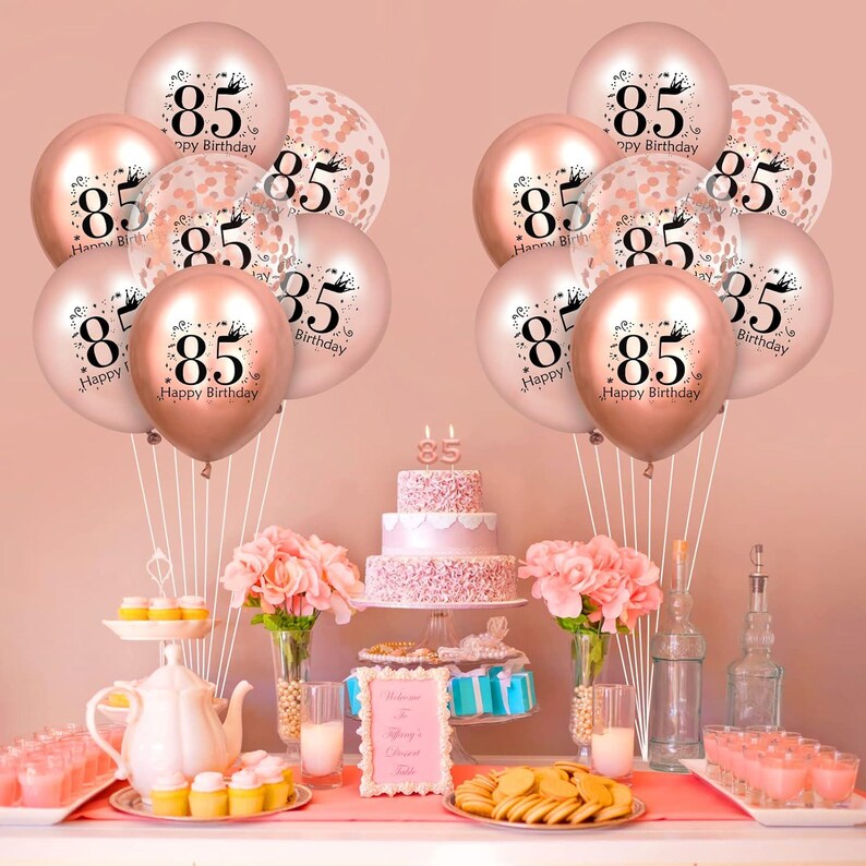 Happy 85th Birthday Latex Balloons Confetti Balloons Rose Gold 85th ...