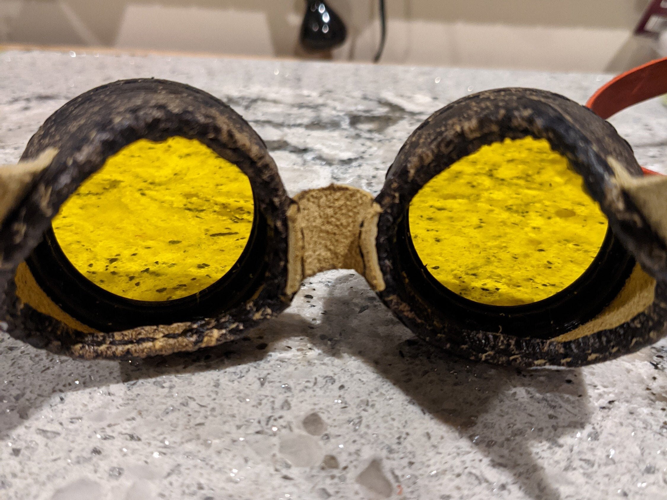 Black and Gold Leather Steampunk Goggles Yellow Lenses - Etsy