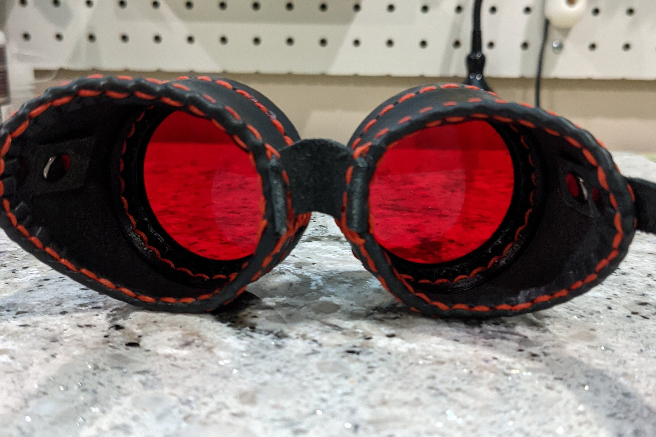 Black and Red Leather Steampunk Goggles | Red Lenses - Etsy