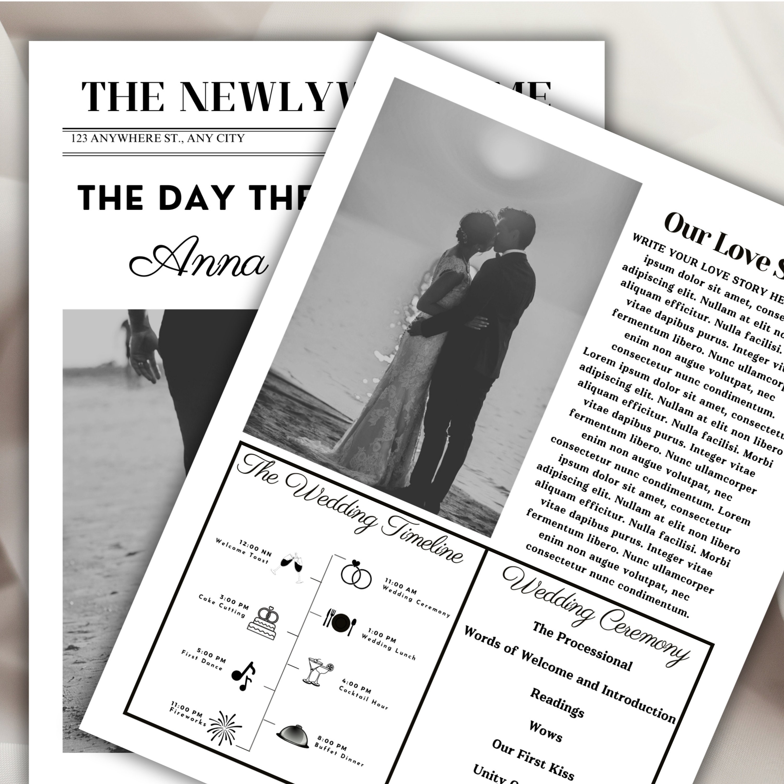 Customizable Large Wedding Newspaper Personalized Gift for the ...