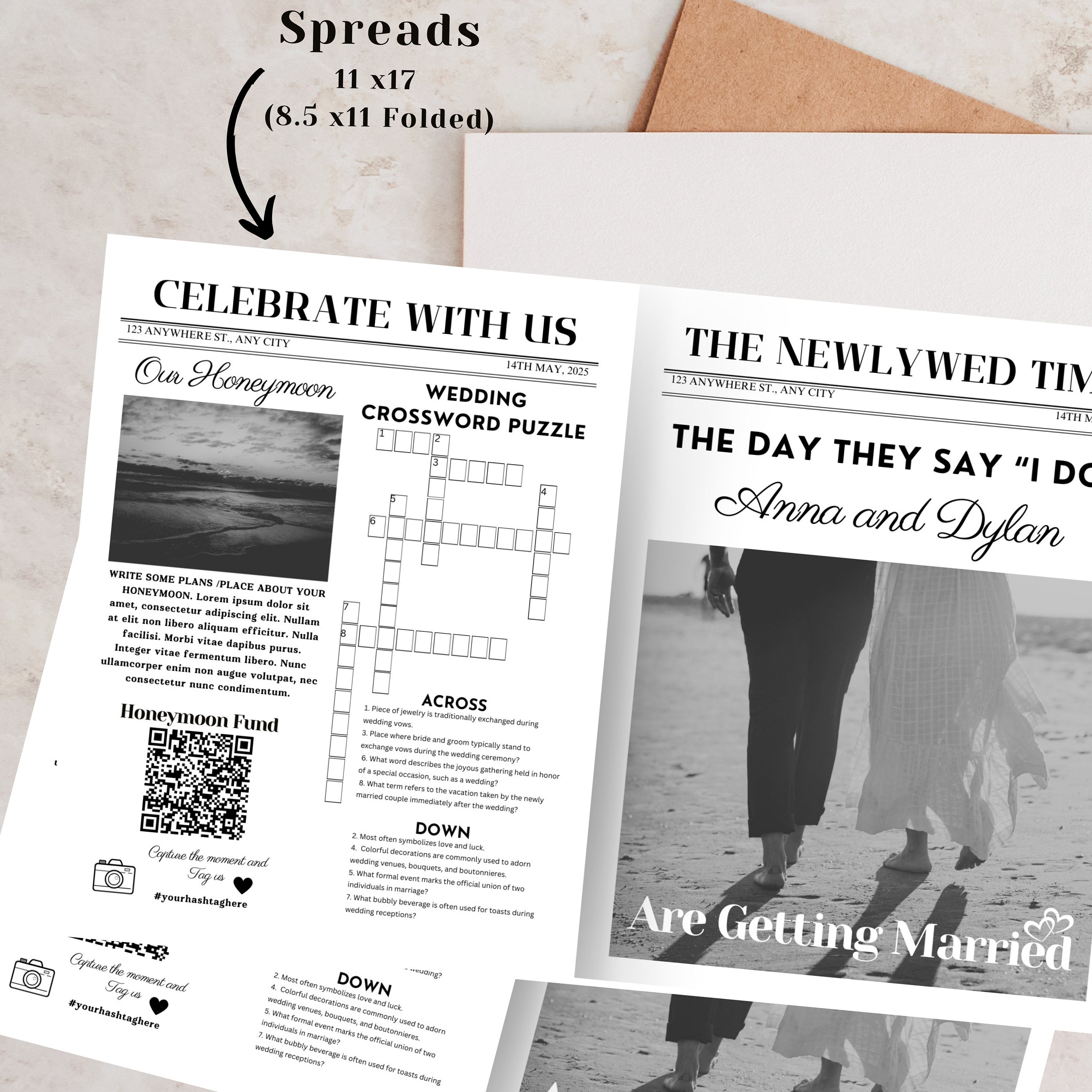 Customizable Large Wedding Newspaper Personalized Gift for the ...