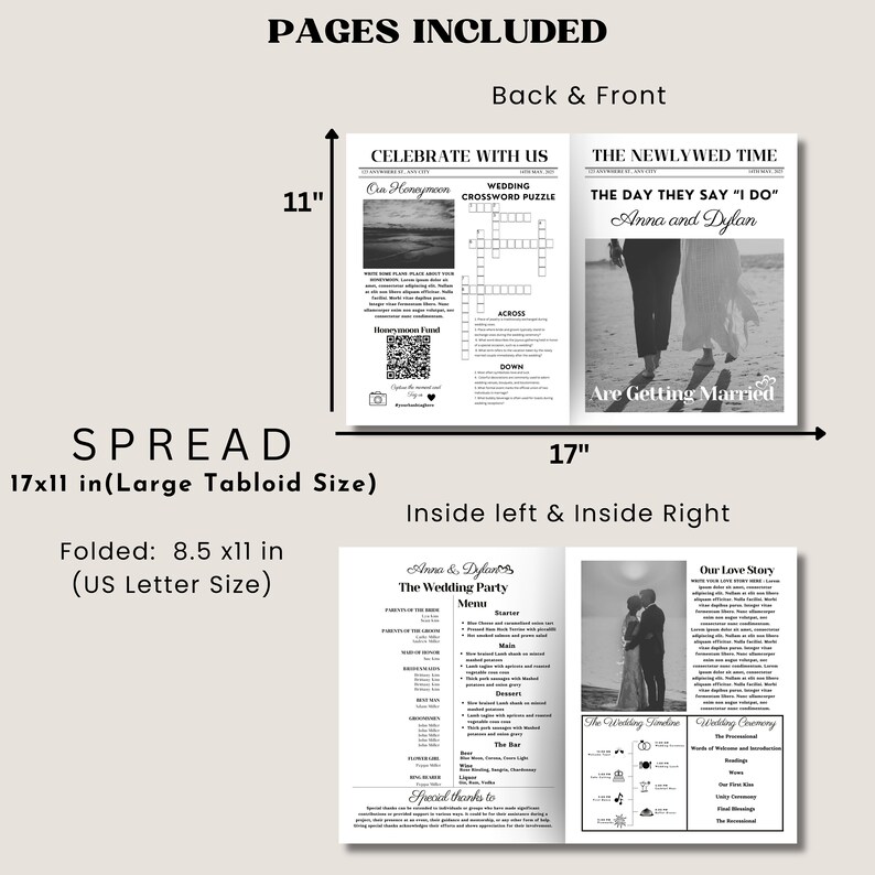 Customizable Large Wedding Newspaper Personalized Gift for the ...