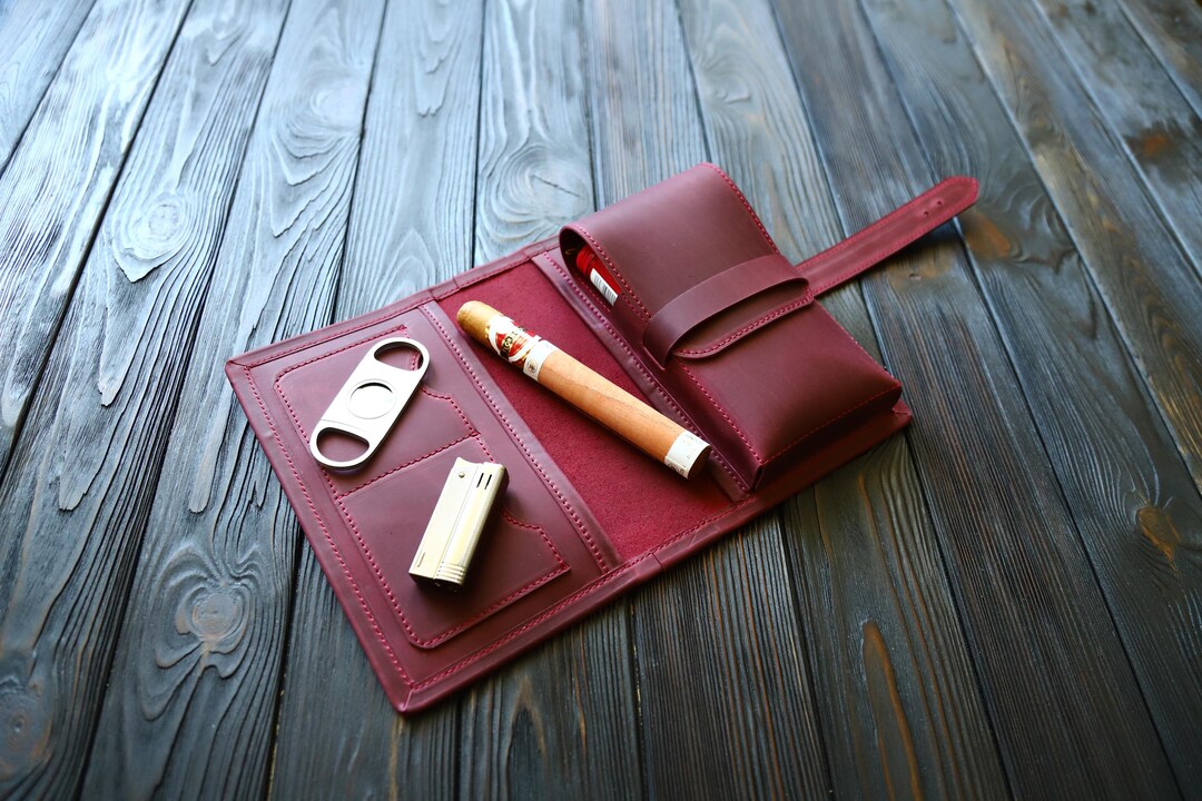 Leather Cigar Roll Custom Cigar Pouch for Groomsmen Gift Leather Cigar ...