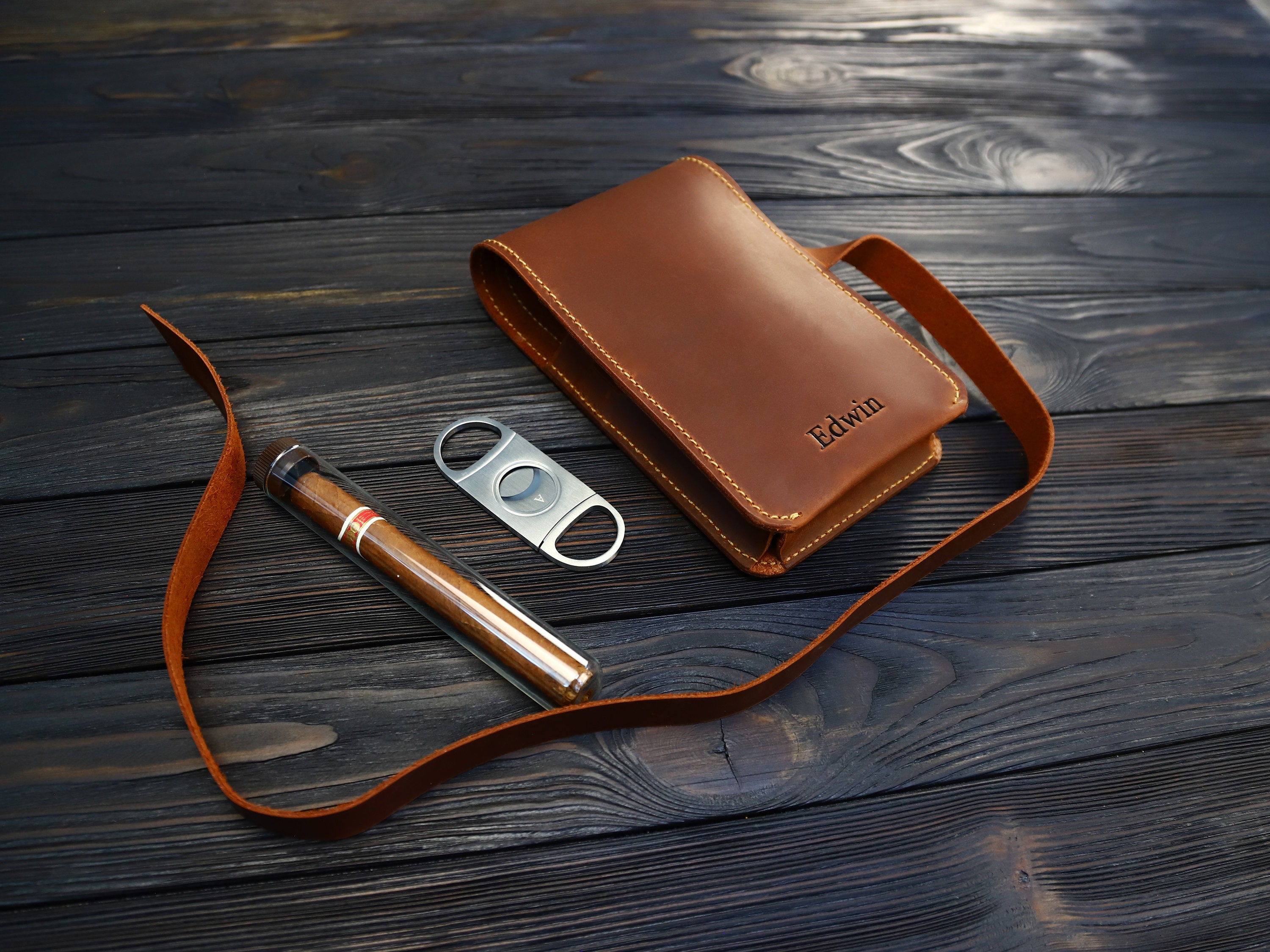 Customized Leather Cigar Case,handcrafted Leather Cigar Humidor ...