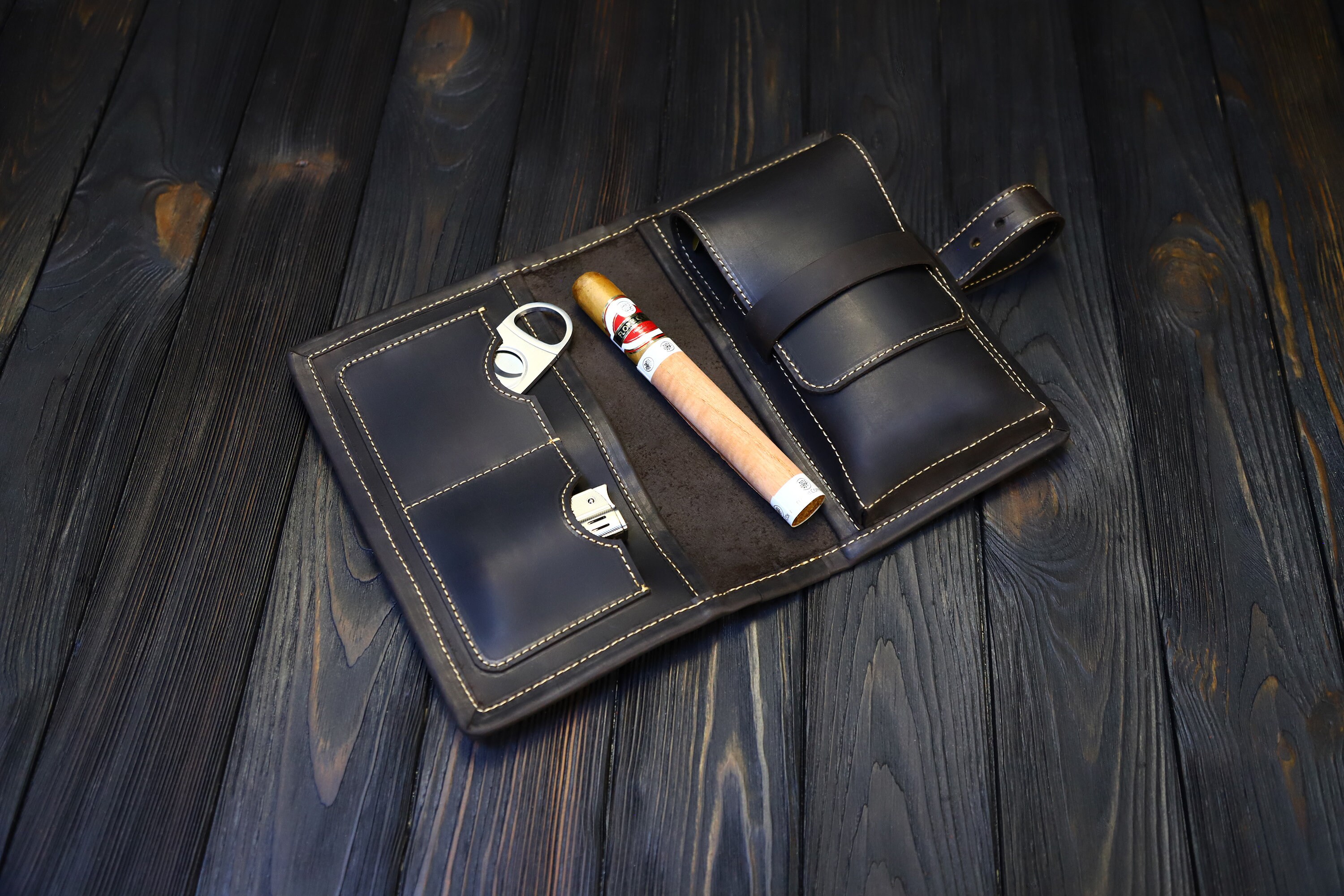 Personalized Leather Cigar Roll - Custom Cigar Pouch for Groomsmen Gift ...