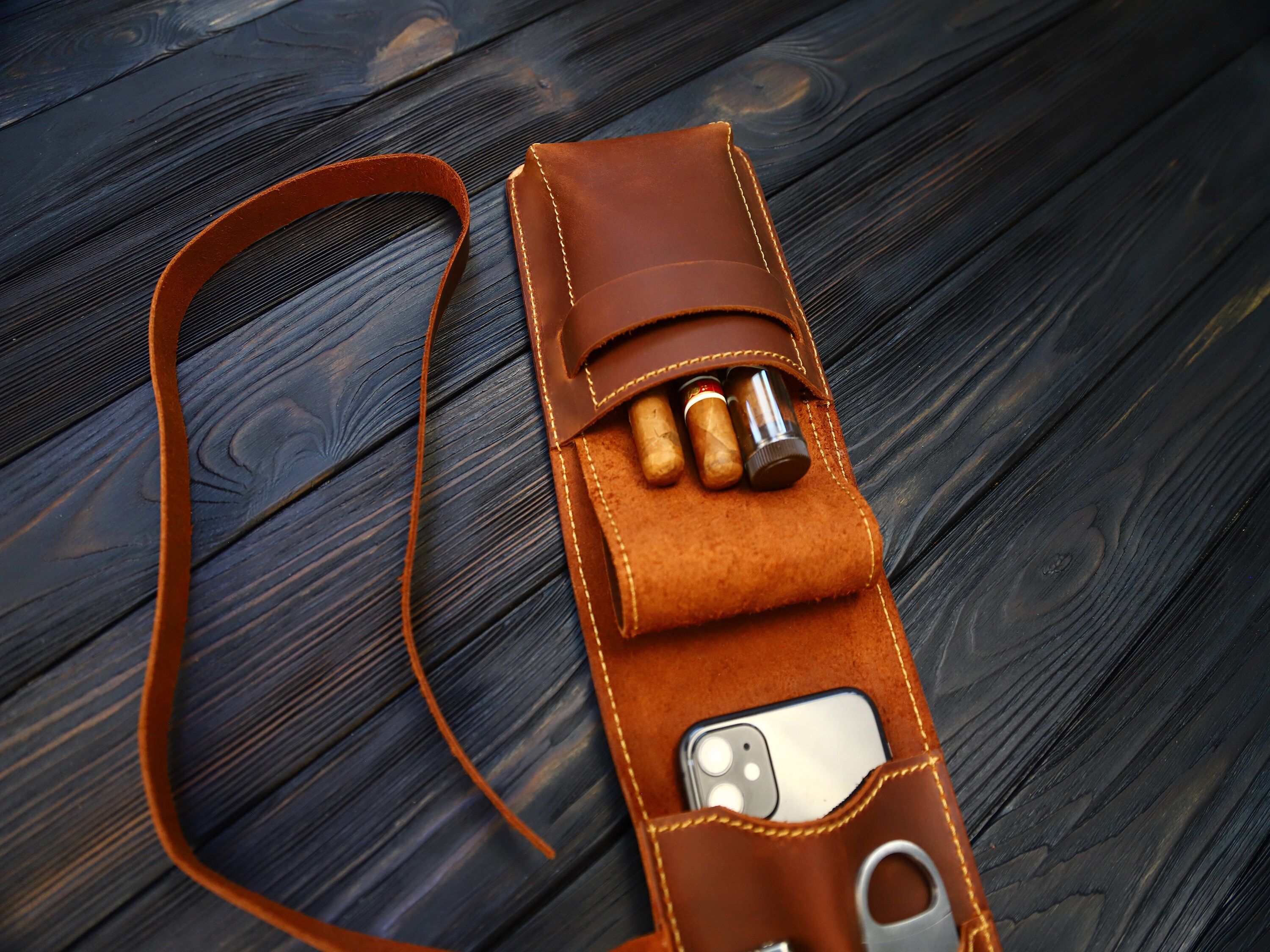 Customized Leather Cigar Case,handcrafted Leather Cigar Humidor ...