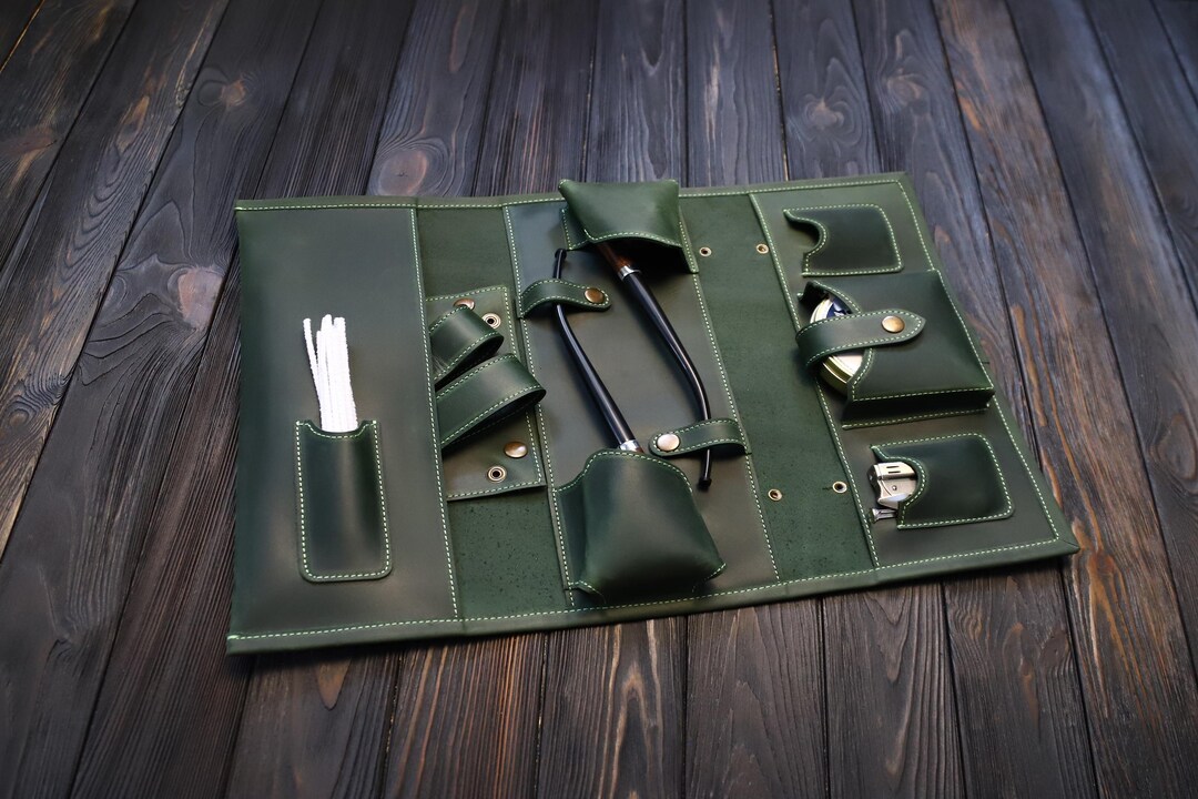 Handmade Leather Pipe Rollup Pouch for 13 Inch Pipes - X-large ...