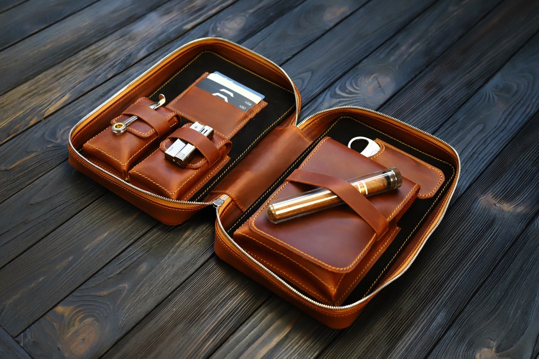 Leather Cigar Holder,personalized Travel Case for Cigar Accessories ...