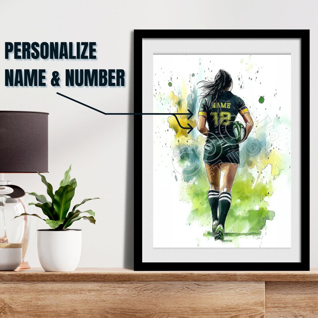Custom Female Rugby Print 8x10 Watercolor-style Digital Download ...