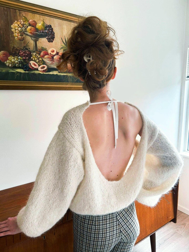 Sweater Knitting Pattern Open Back Sweater Easy Oversized Knit Pullover ...