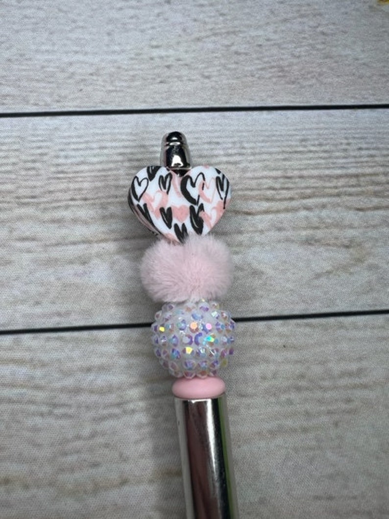 Fluffy Pink Heart Pen - Etsy