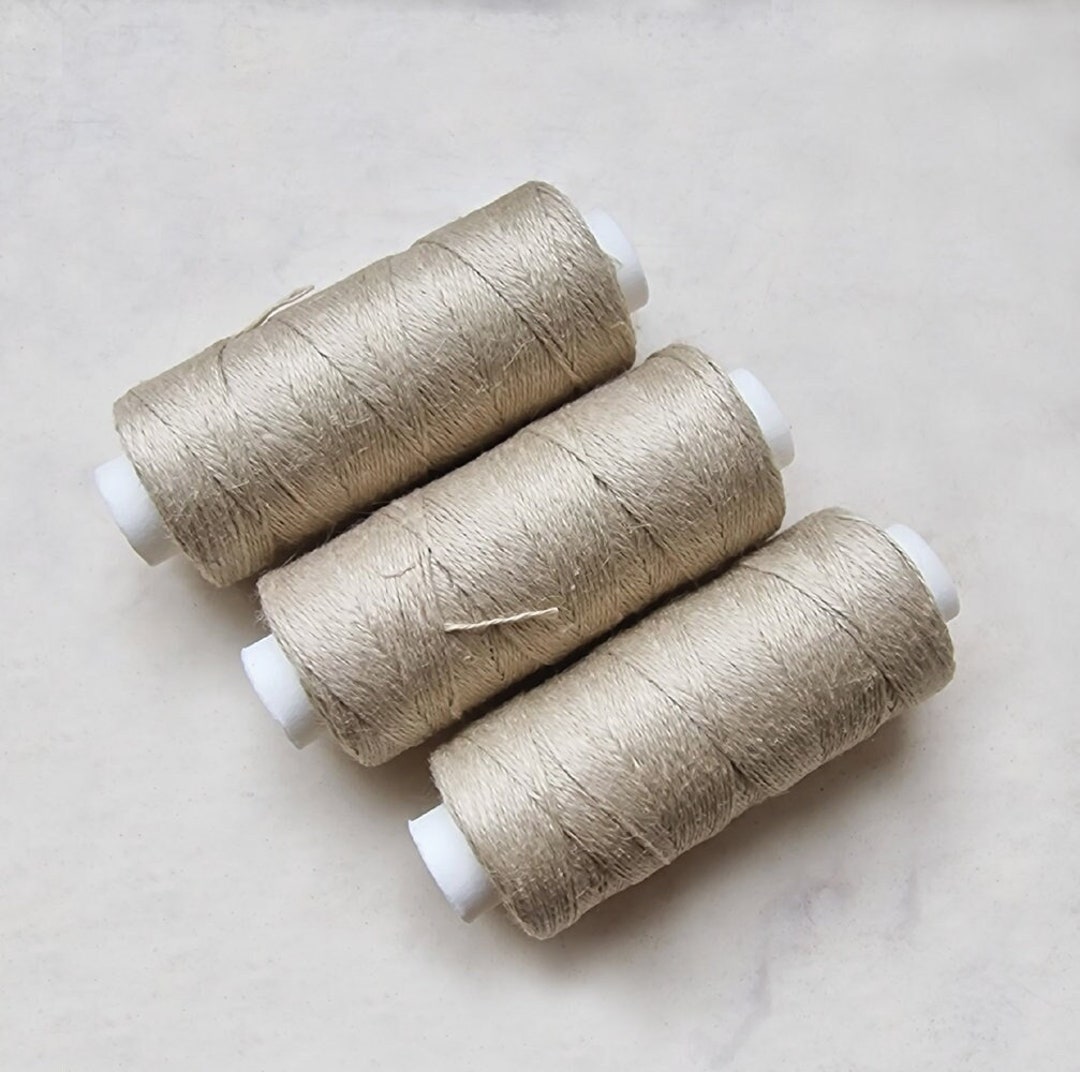 Linen Thread Natural Grey Spool 100 Meters Set of 1/5/10 Spools Czech ...