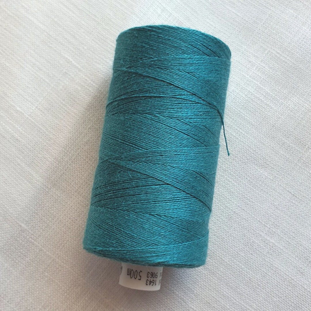 Dark Turquoise Linen Threads 500 M Spool Choose 1 or 5 Spools Hand ...