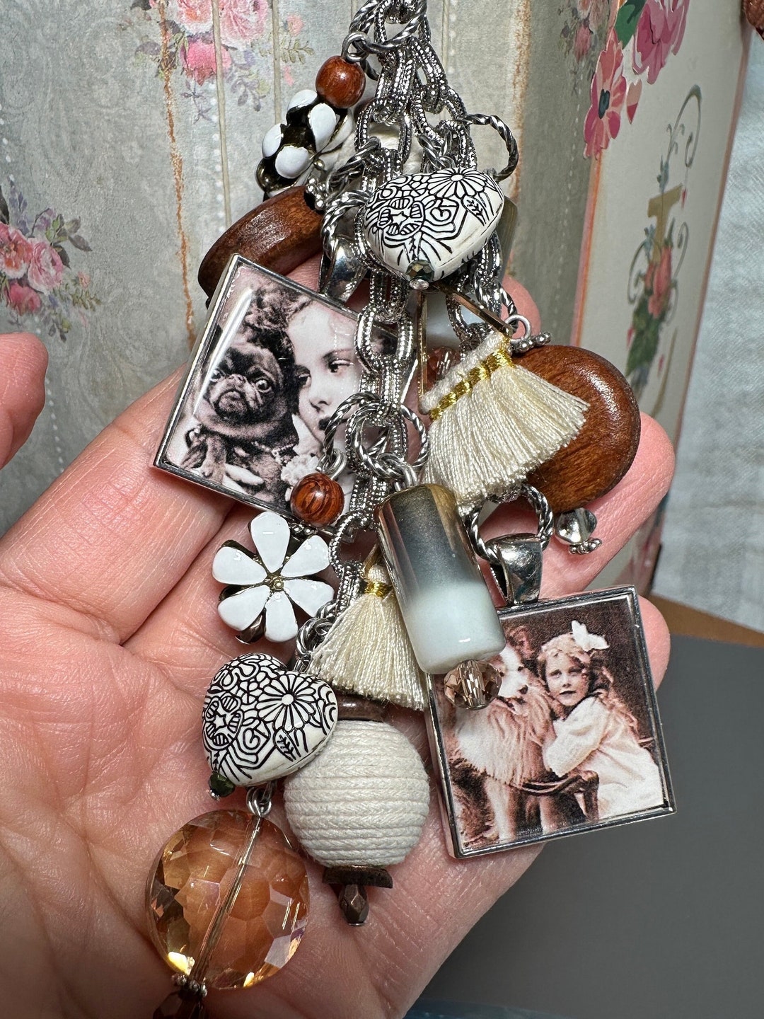 Best Friends, Dogs Altered Art Charm, Junk Journal , Scrapbook Charm ...