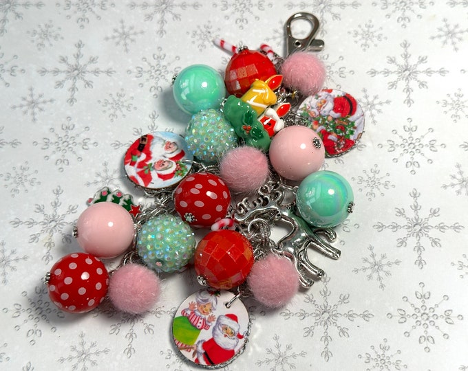 Christmas Santa and Mrs Claus 6.5inch Charm Clip for Purse, Planner ...