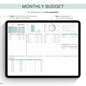 Annual Budget Spreadsheet Tracker Google Sheets Monthly Budget Planner ...