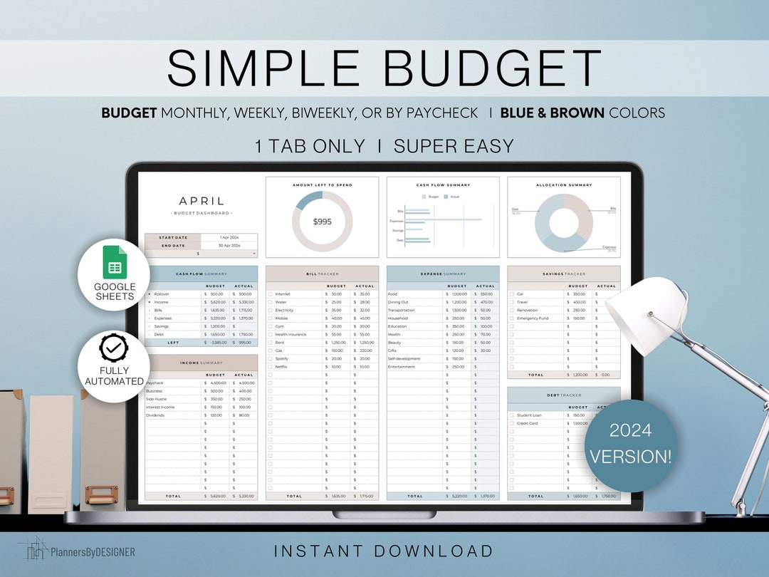 Budget Planner for Google Sheets Monthly Budget Spreadsheet Paycheck ...