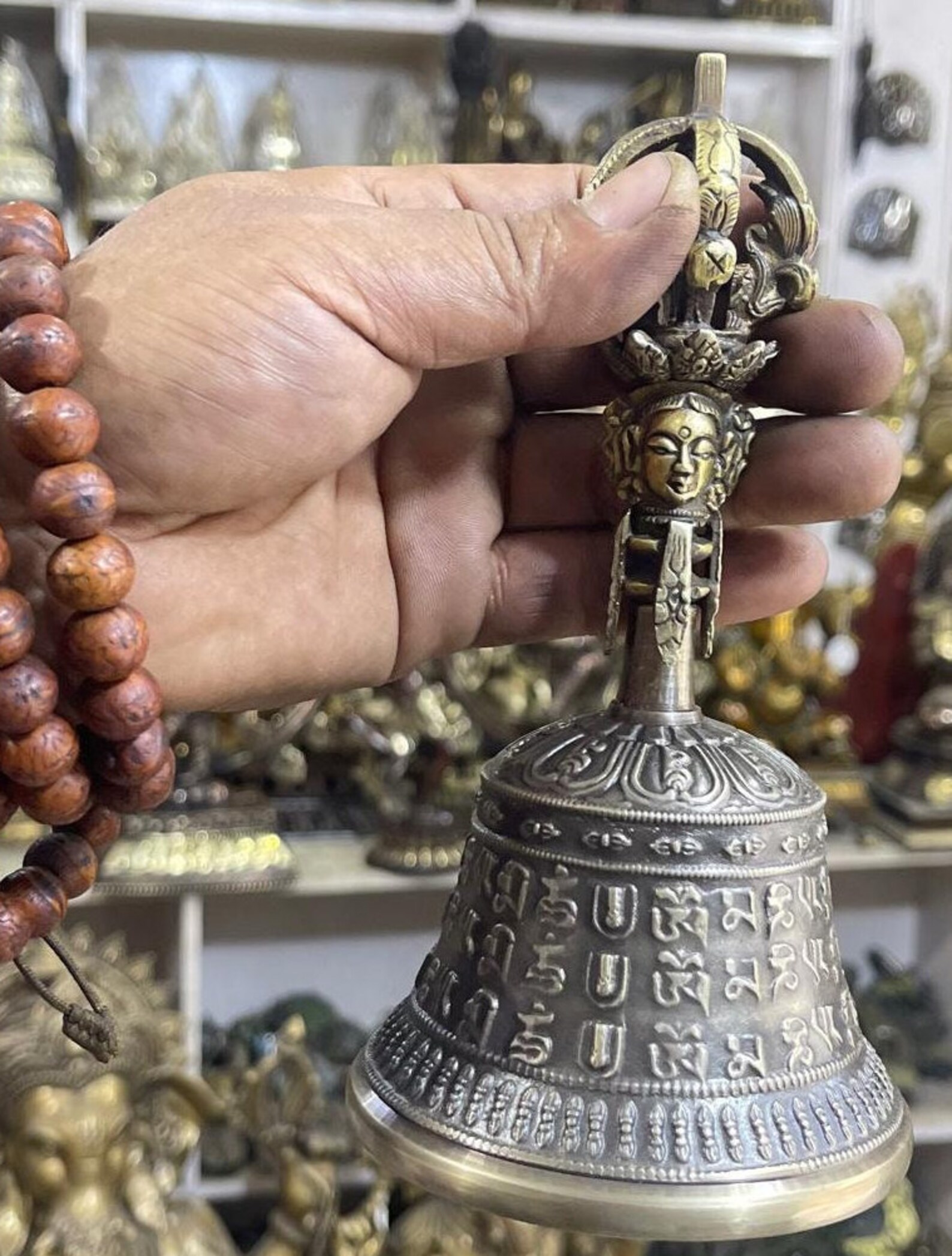 Handmade Tibetan Vajra Bell Set: Sacred Mantra Etched for Meditation - Etsy