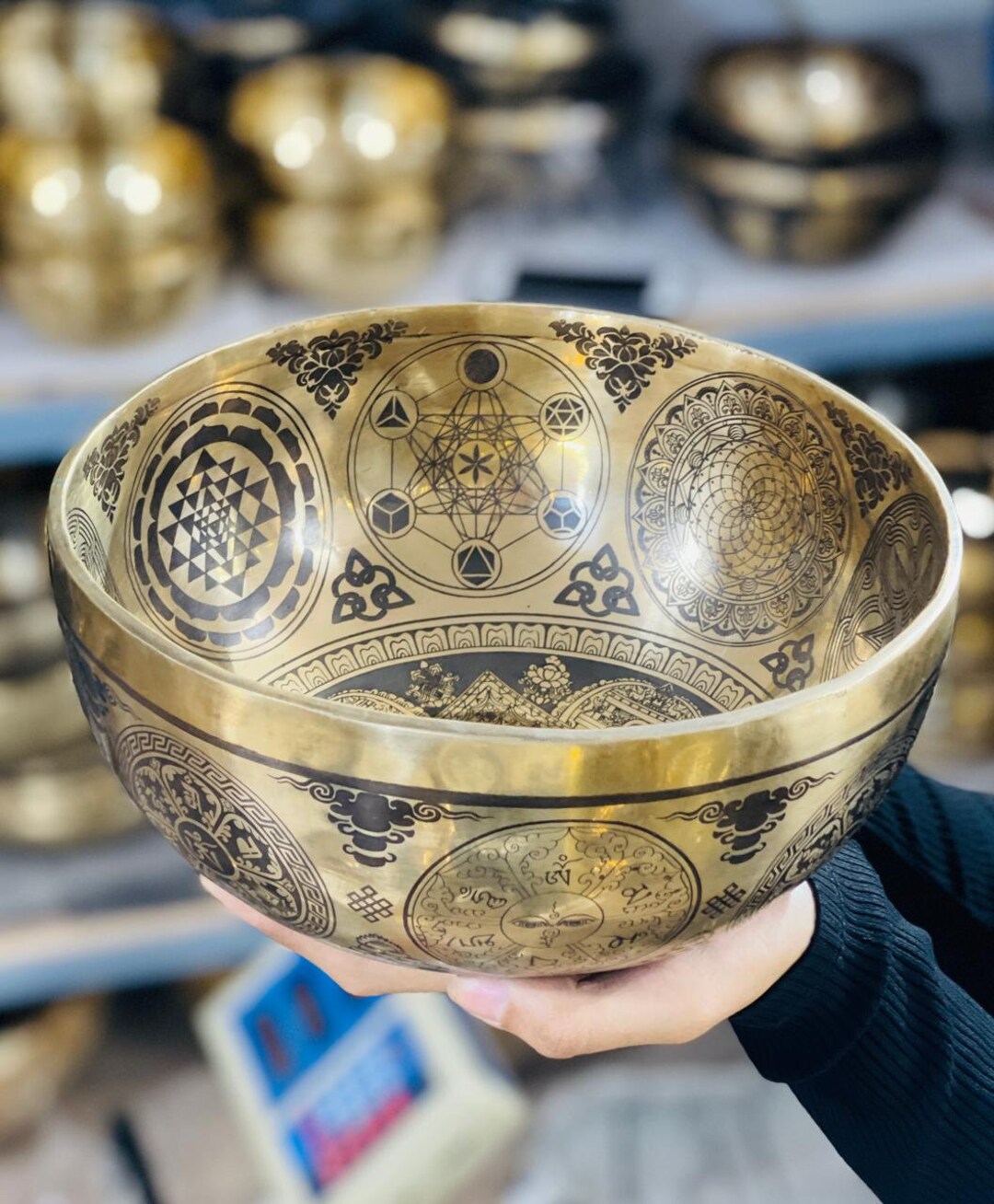 9 Inch Mandala Symbol Etching Bath Bowl From Nepal Himalayan Healing ...