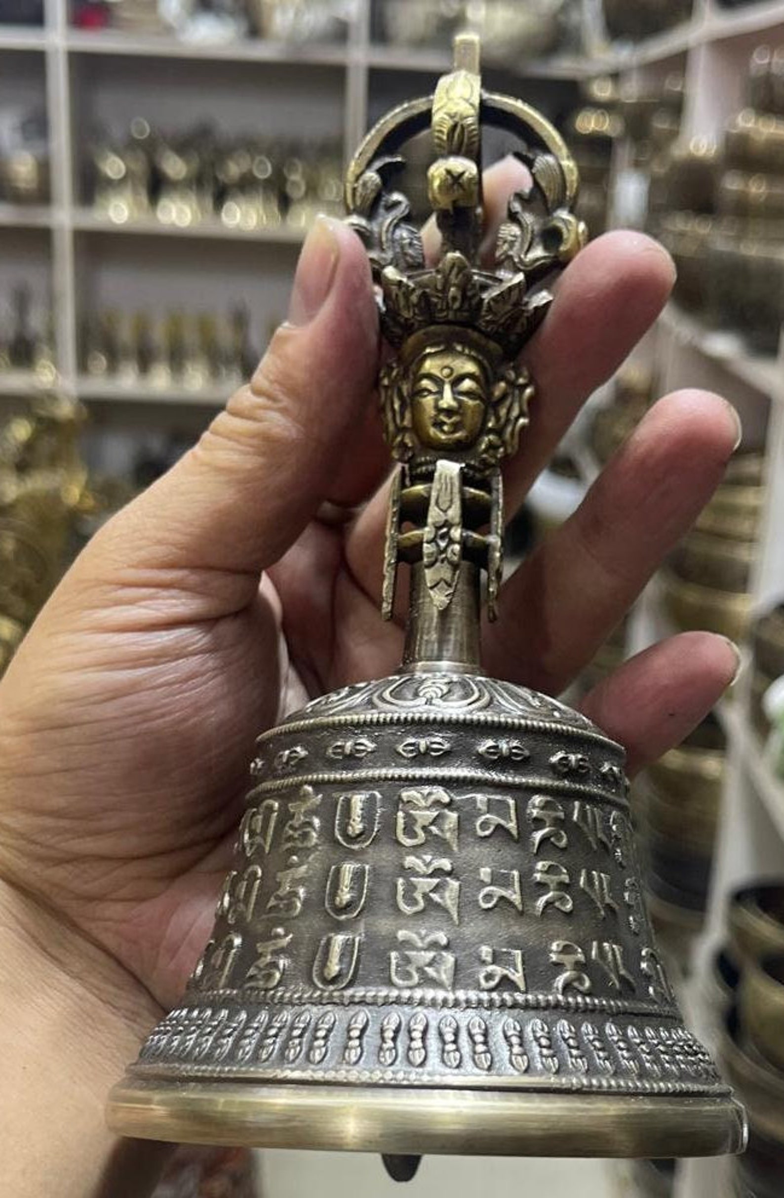 Handmade Tibetan Vajra Bell Set: Sacred Mantra Etched for Meditation - Etsy