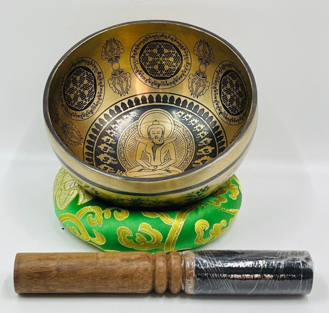 13cm 5.5 Inch Buddha Mantra Etching Singing Bowl chakra Balancing Bowl ...